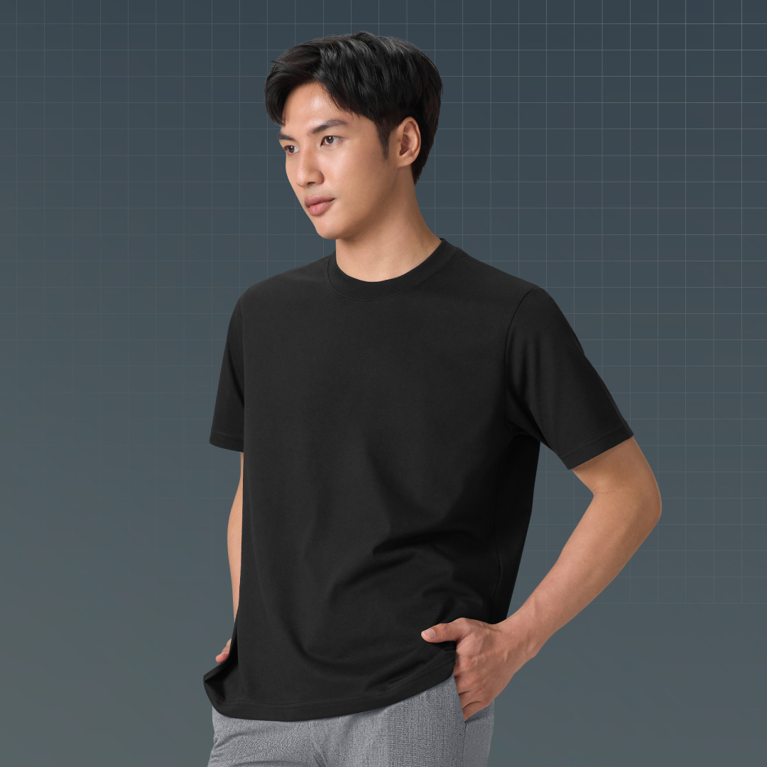 GQ Smart T-Shirt เสื้อยืดสมาร์ททีเชิ้ต ผ้าสะท้อนน้ำ สีดำ | Lazada.co.th