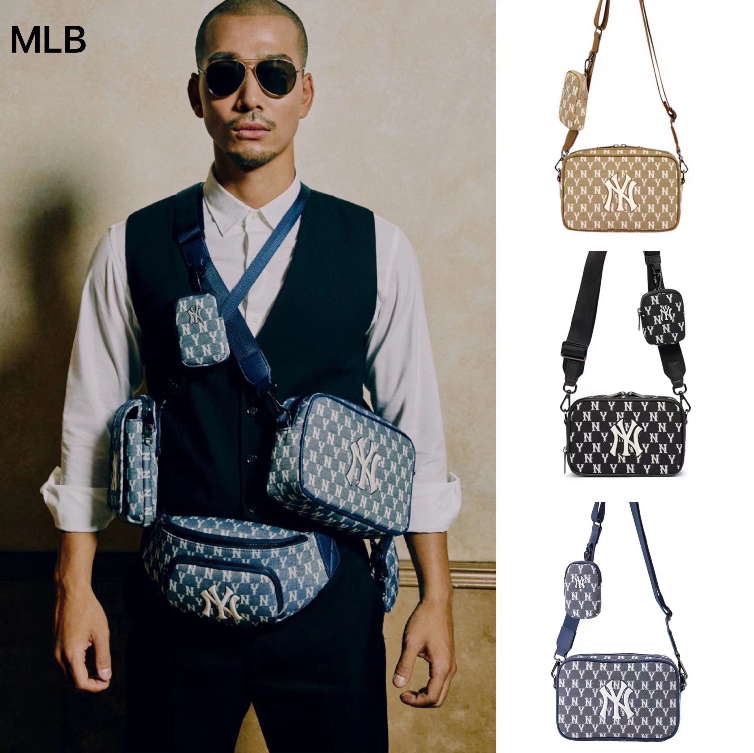 พร้อมส่งNew genuine MLB UNISEX CURVED CAPNY NEW YORK YANKEE BAG side ...