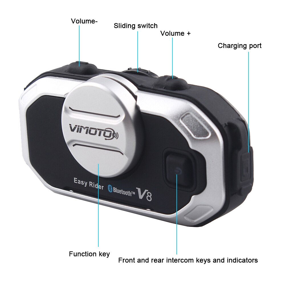 Vimoto V8 บูลทูธติดหมวกกันน็อค มัลติฟังก์ชั่นอินเตอร์เฟสบลูทูธ หมวก ...