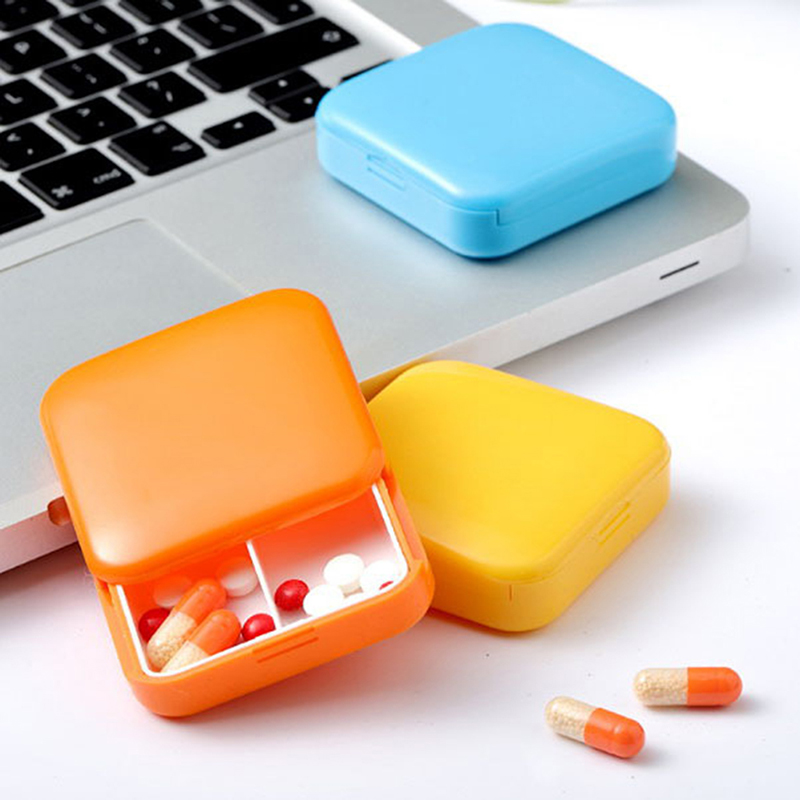 [SIYI]Push-open Pill Organizer Medication 2 Compartment Box Portable ...