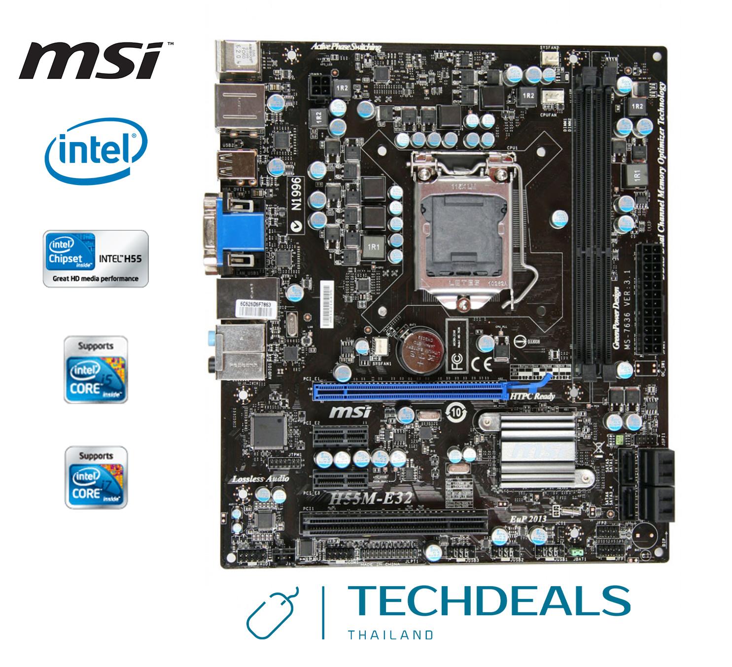 Mainboard Motherboards (เมนบอร์ด) Intel LGA 1156 Chipset H55 MSI H55M ...