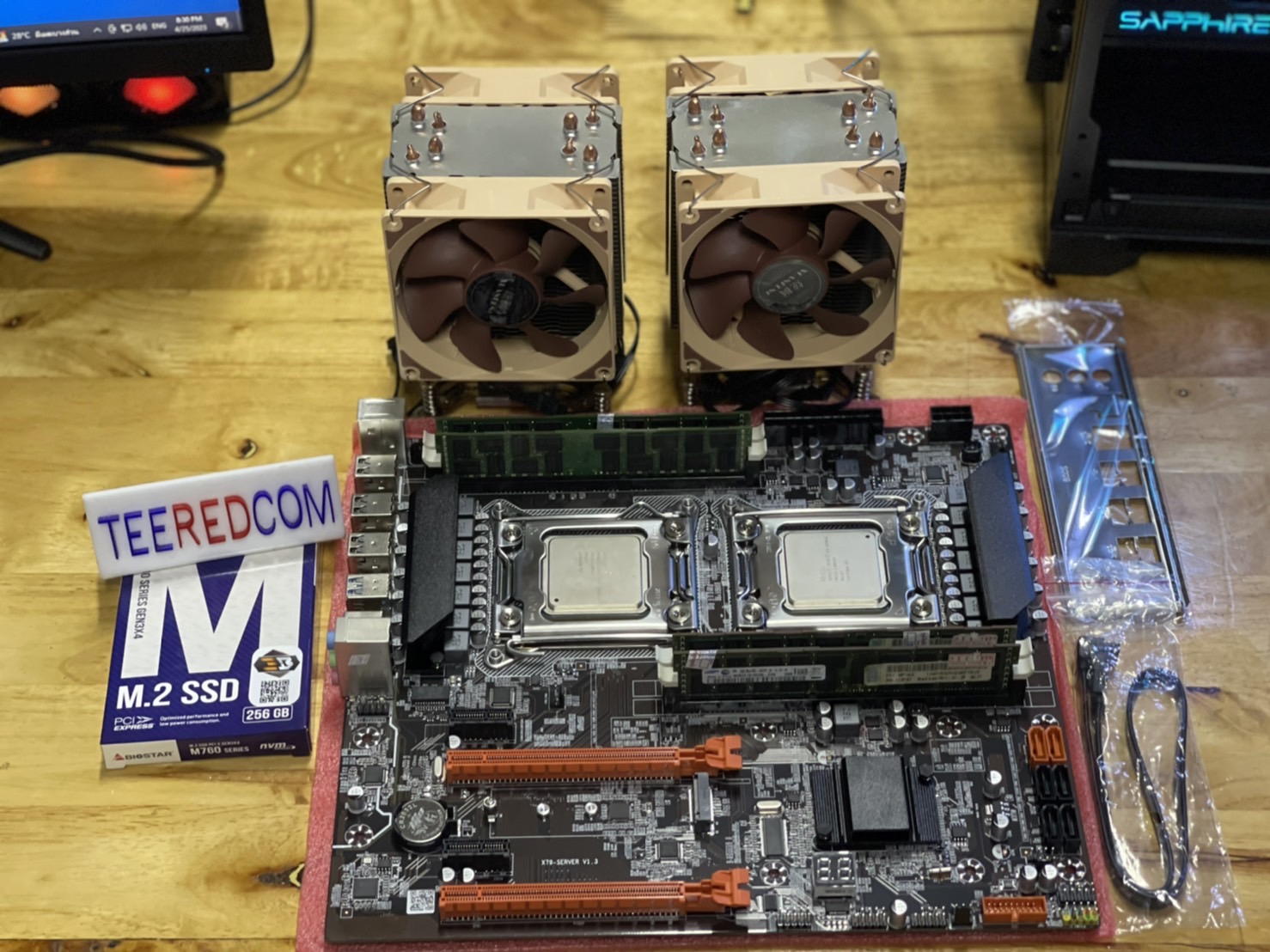 SET 2CPU DUAL CPU MBเมนบอร์ด X79Dual พร้อม CPU Intel Xeon E5-2690V2 X2 20C40T Ram ECC16-128G M.2 ...