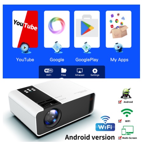 โปรเจคเตอร์ 4k Android 9.0 LCD 1080P 6000 lumens ultra hd Double WIFI ...