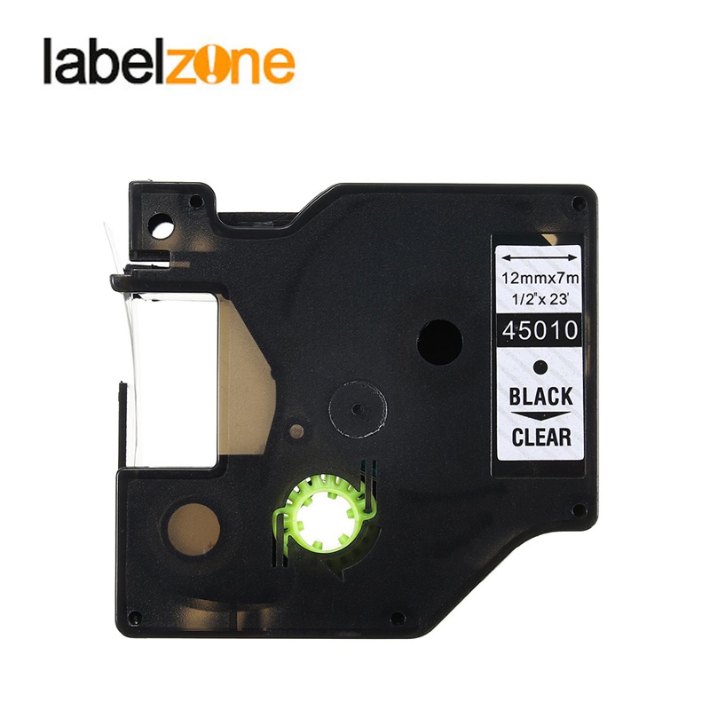 5Pcs 45010 Black on clear compatible dymo D1 12mm label printer D1 45010 label tapes ribbon ...