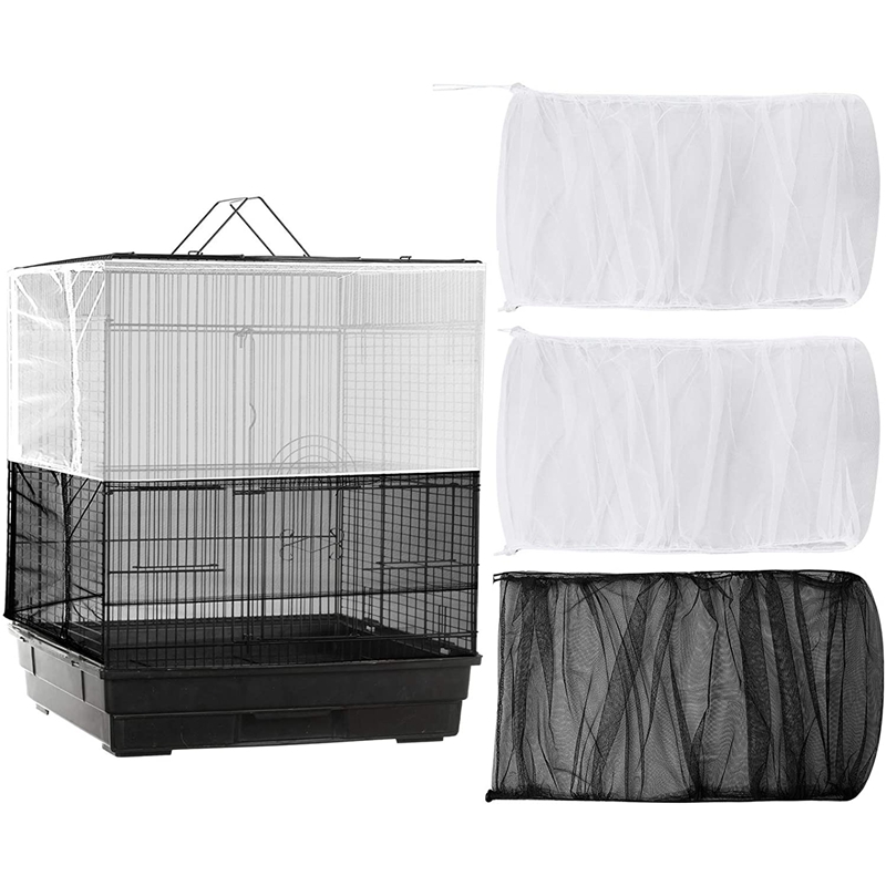 3Pcs Large Adjustable Bird Cage Cover Seed Feather Catcher Universal ...
