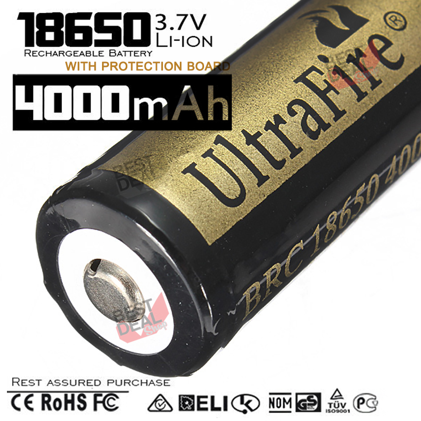 2 x The Protective Plate UltraFire 18650 lithium battery 4000 mAH ...