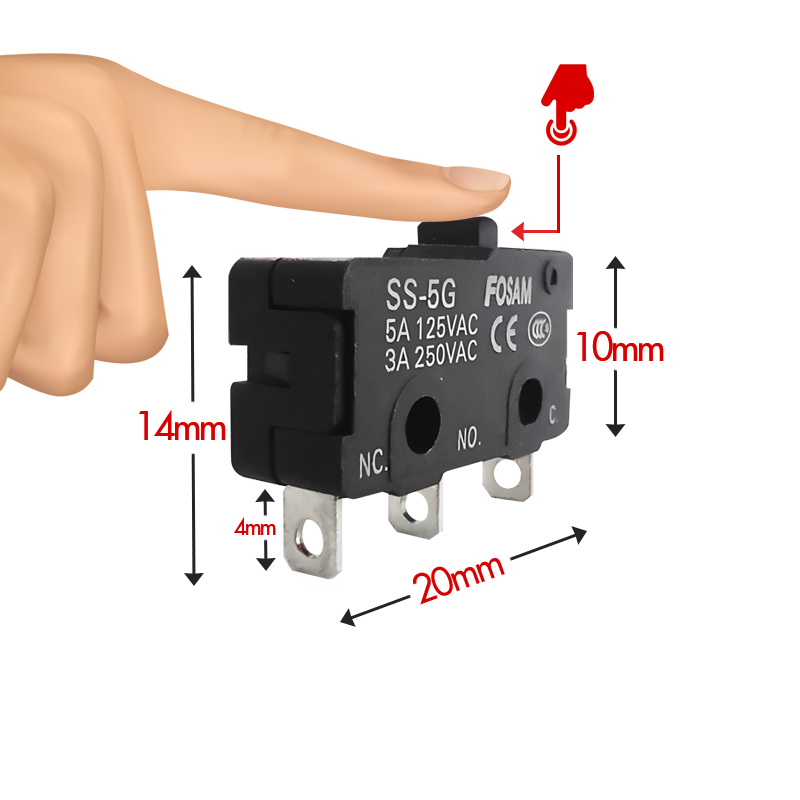 Microswitch ไมโครสวิตช์ SS-5 SS-5GL SS-5GL5 FOSAM Micro Switch 5A ...