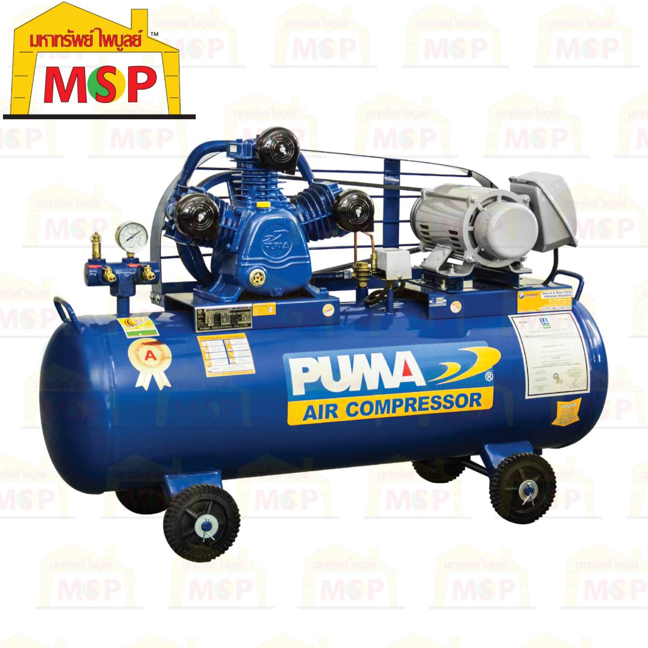 ปั๊มลมสายพาน PUMA รุ่น PP-32 148ลิตร 3สูบ พร้อมมอเตอร์ PUMA 2HP 220V - บ๊อช มหาทรัพย์ - ThaiPick