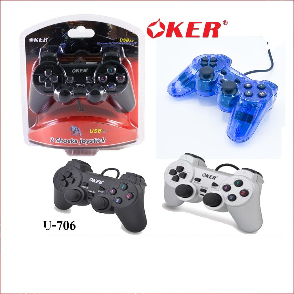 Oker จอยสติ๊ก จอยเกมส์ PC สั่นเดี่ยว รุ่น U-706 มีทั้งหมด 3 สี | Lazada.co.th