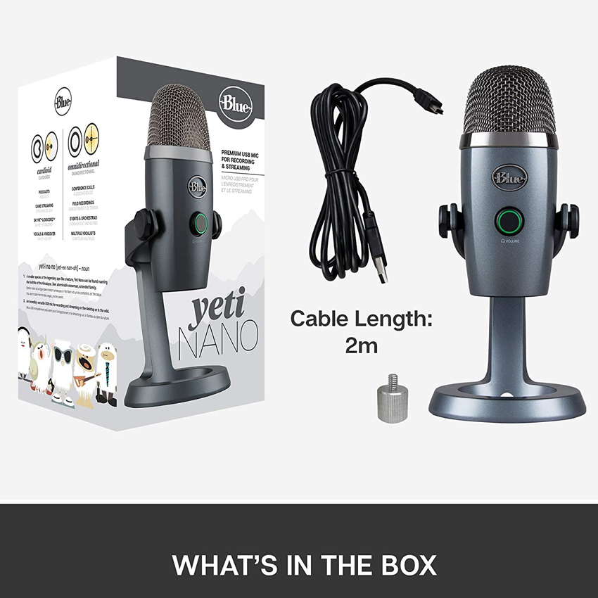 BLUE Yeti Nano USB Microphone สตรีมมิ่งและบันทึกเสียง รองรับเสียงคุณภาพ ...