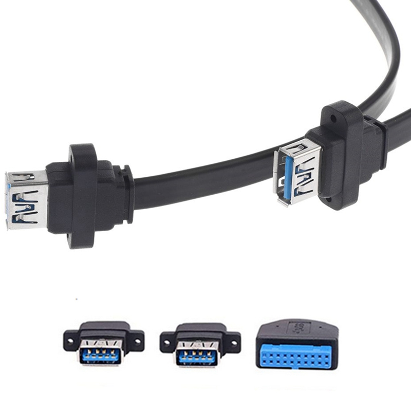 Dual 2 Port USB 3.0 Front Panel Extension Cable a Type Female to 20 Pin ...