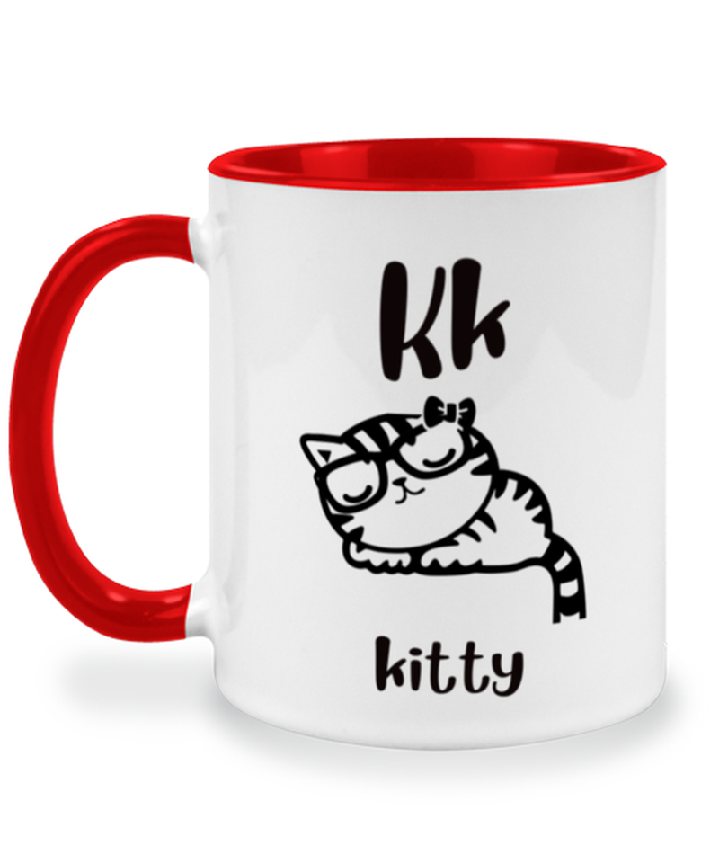 แก้วเซรามิคสกรีนตัวอักษรภาษาอังฤษ Kk kitty, แก้วกาแฟเซรามิค, แก้วมัคสรีนลาย, แก้วทูโทน 2 สี ...