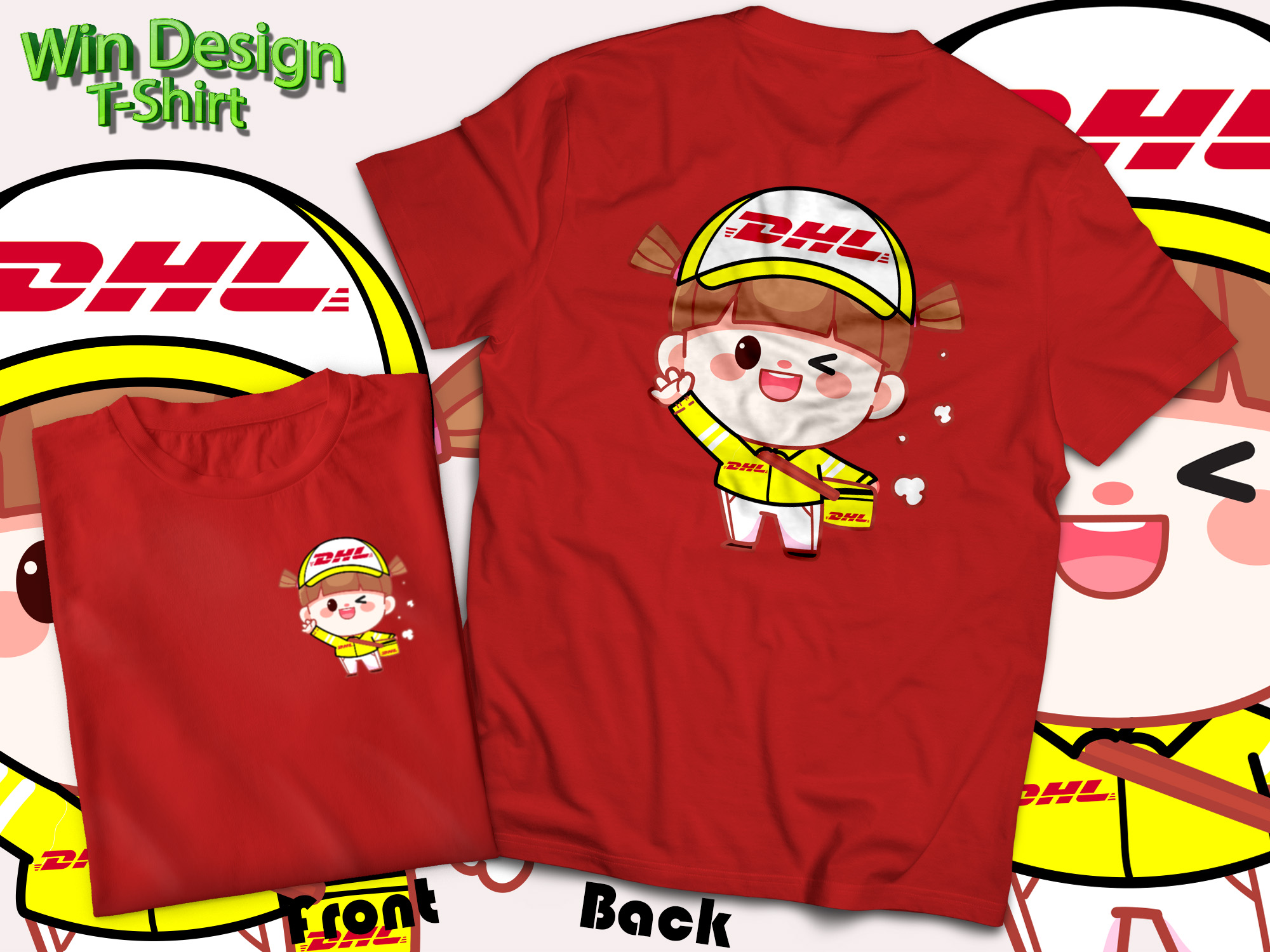 เสื้อDHL CARTOON ผ้าคอตตอน100% ผ้าหนานุ่ม - Win Design T-shirt - ThaiPick