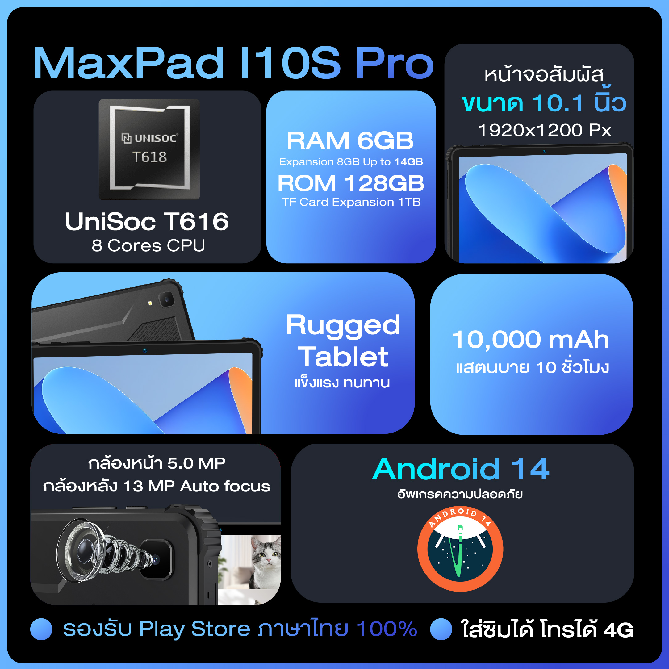 BMax i10s Pro (Rugged tablet) 10.1 IPS T616 Octa-core RAM 14GB(68) ROM ...