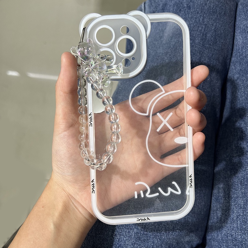 Transparent Soft Bear Case with Chain Compatible for IPhone 13 11 12 ...