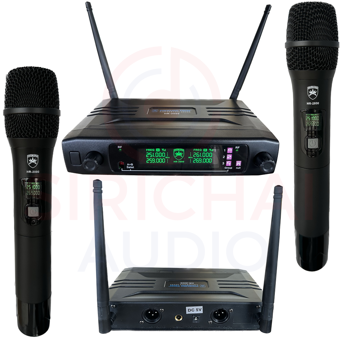ไมค์ลอย PROEUROTECH รุ่น HR2000 ไมค์ไร้สายแบบคู่ อลูมิเนียม จอLED ปรับ ...