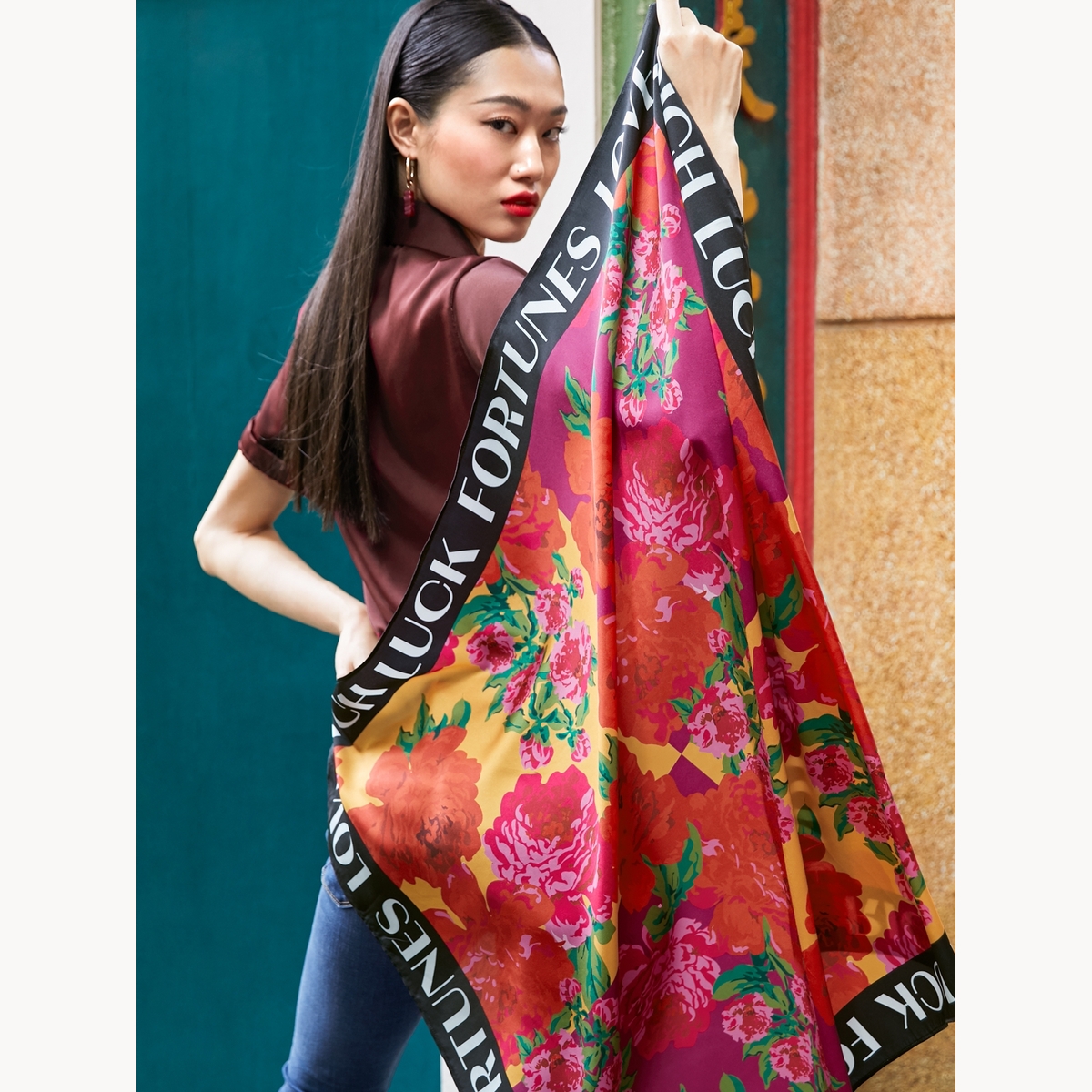 Pomelo Color Block Hair Scarf ผ้าพันคอ ผู้หญิง - Pomelo - ThaiPick