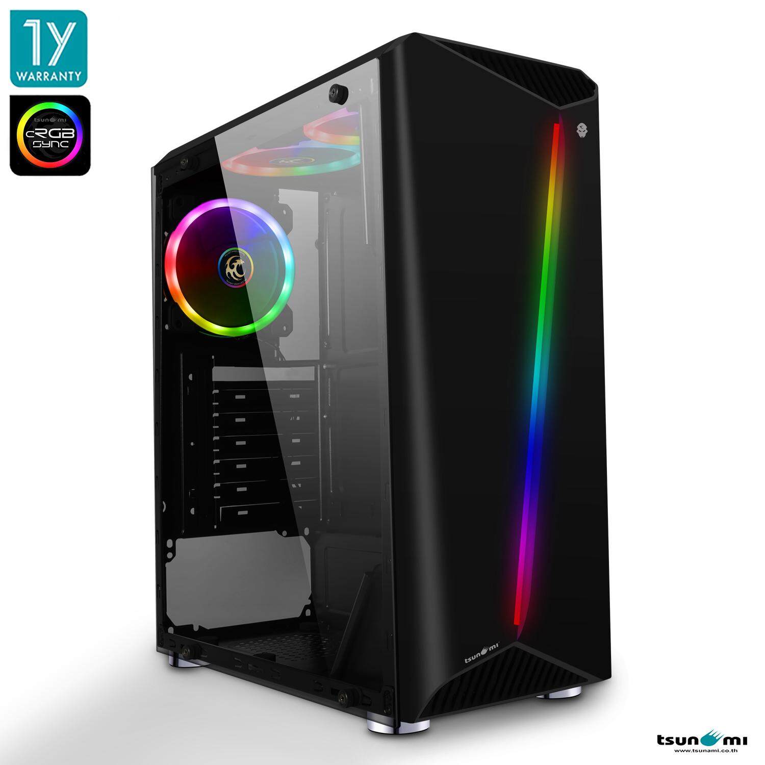 เคสคอมพิวเตอร์ Tsunami Coolman 190-4 Tempered Glass ATX Gaming Case รับ ...
