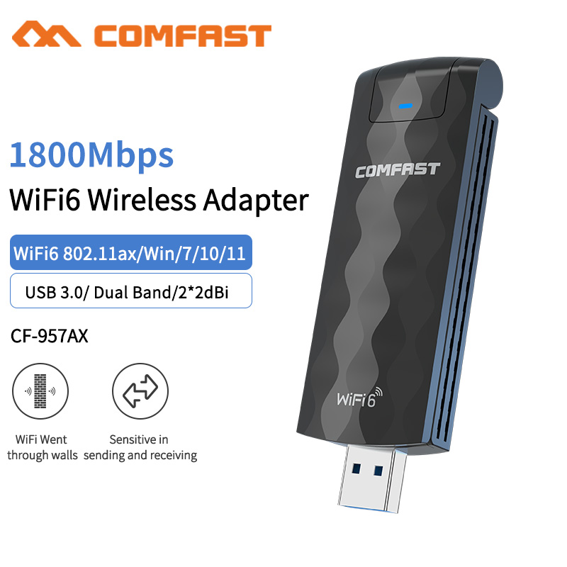 Wifi 6 USB Adapter 802.11AX USB 3.0 Wi-fi Dongle 5Ghz 1800Mbps Dual ...