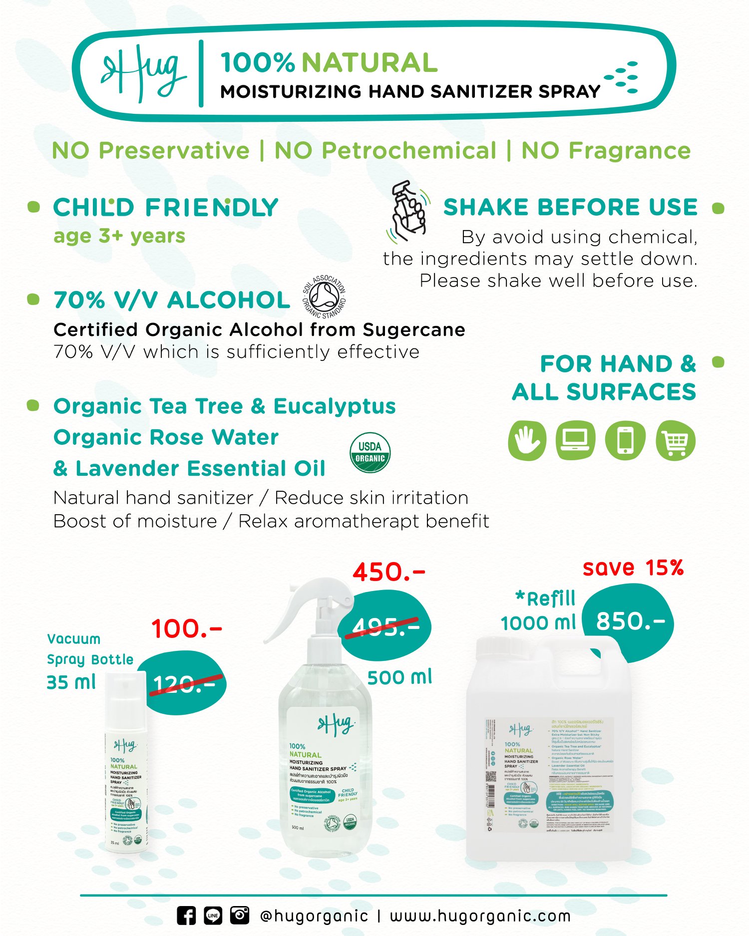 ECOTOPIA HUGS Alcohol Spray แอลกอฮอล์จากอ้อยออร์แกนิค 35 ml - Ecotopia ...