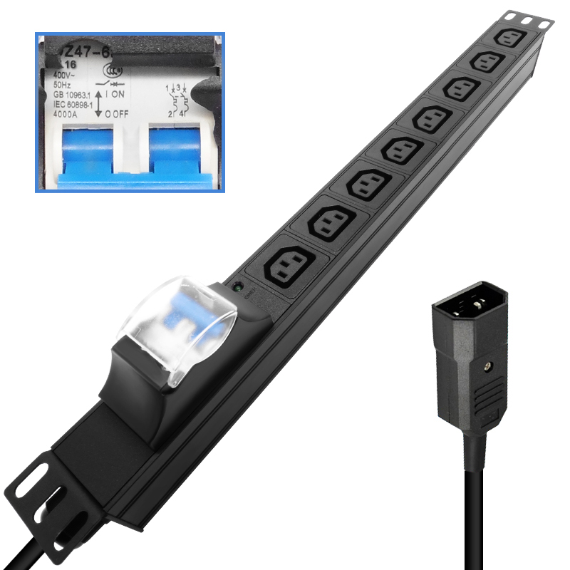 8 ซ็อกเก็ต IEC C13 ช่อง สายไฟยาว 2 เมตร รางปลั๊กไฟ PDU Power ...