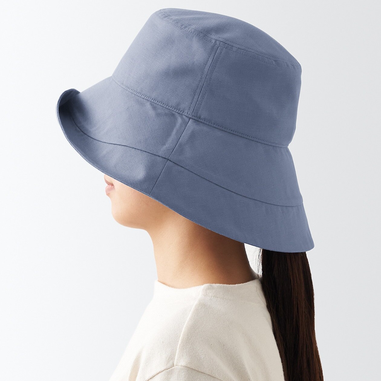 มูจิ หมวกผ้าไลโอเซลลินิน - MUJI Lyocell Linen Wide Brim Capelin Hat (55 ...
