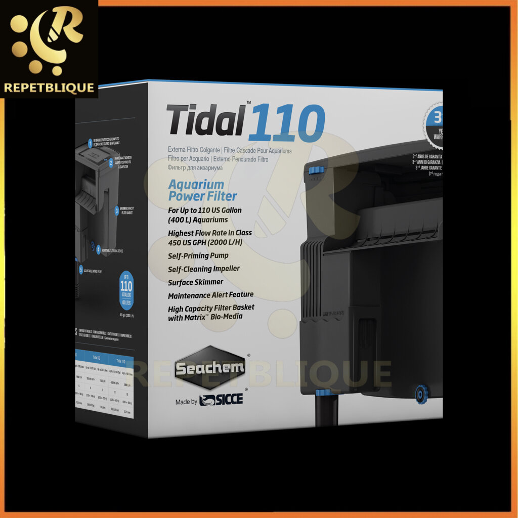 SEACHEM Tidal Filter 35/55/75/110 เครื่องกรองน้ำพร้อมวัสดุกรองคุณภาพสูง กรองแขวน Tidal 110 ...