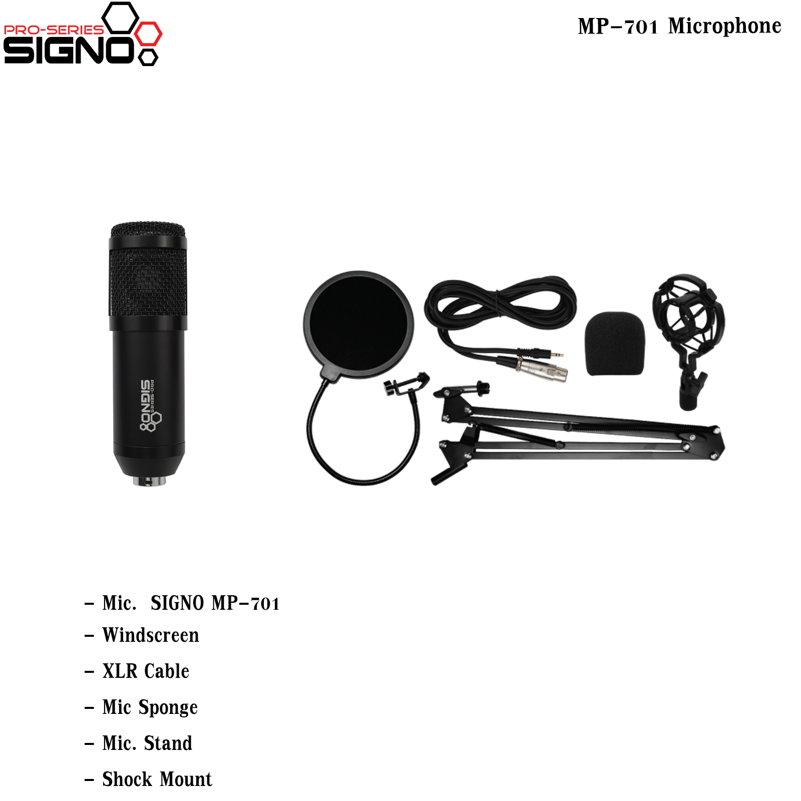 ไมค์คอนเดนเซอร์ SIGNO Pro-Series MP-701+Phantom48 Microphone Condenser ...