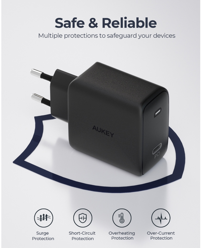 หัวชาร์จเร็ว AUKEY 45W PD PPS สำหรับ iPhone Samsung PD PPS รุ่น PA-F4 ...