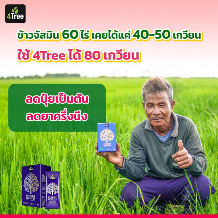 4Tree (โฟร์ทรี) 3ซอง สารเสริมประสิทธิภาพ สูตรอิออน พืชโตเร็ว แข็งแรง ทนแล้ง แมลงเพลี้ยหนอนไม่กวน ...