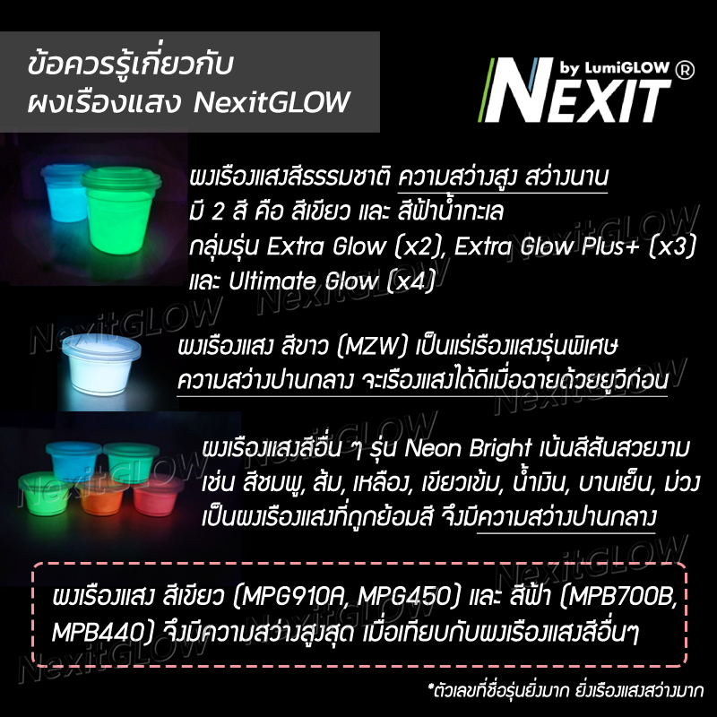 ผงเรืองแสง รุ่น EXTRA GLOW PLUS สีฟ้าน้ำทะเล เม็ดใหญ่สว่างกว่าเดิม ...