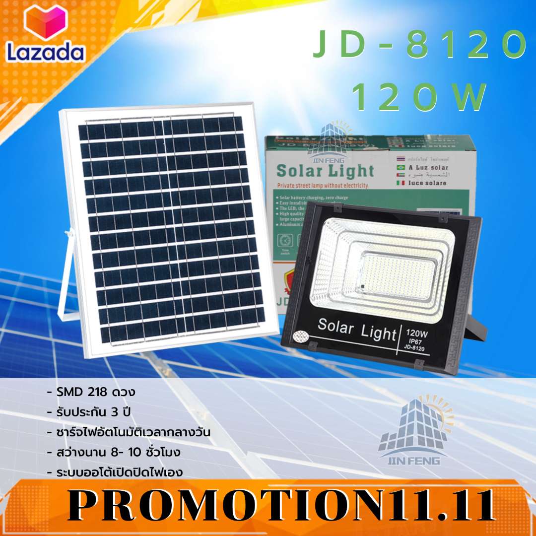 JD Solar lights ไฟโซล่าเซลล์ 200w โคมไฟโซล่าเซล 286 SMD พร้อมรีโมท รับ ...
