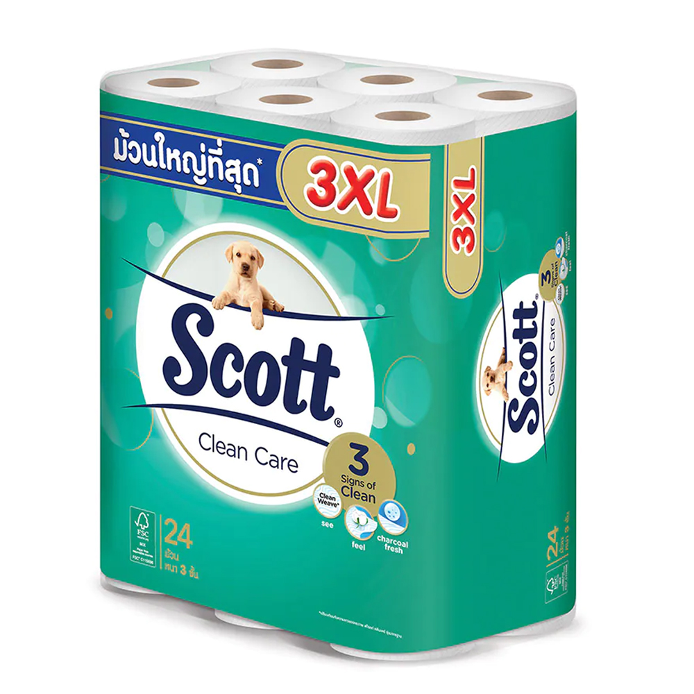 กระดาษทิชชู่ สก๊อตต์ แพ็ค 24ม้วน คลีนแคร์ 3XL หนาพิเศษ กระดาษชำระ ...