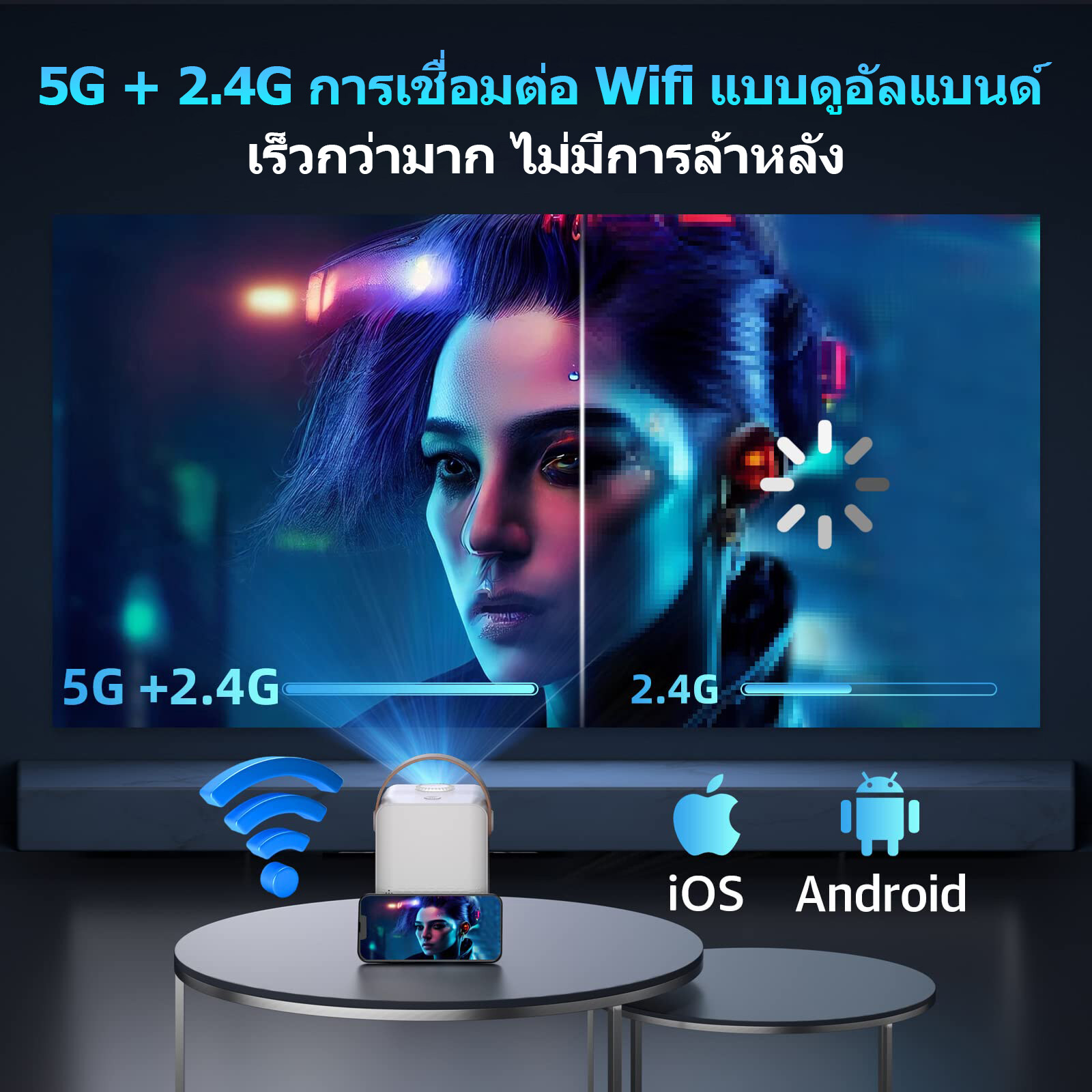 S10 projector screen portable smart projector 4K FHD Android Bluetooth ...