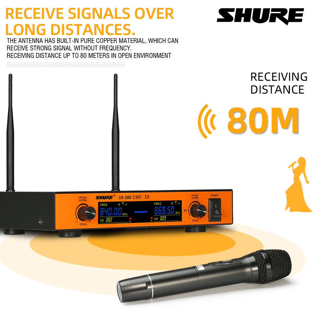 [original]SHURE US-200 Wireless ไมโครโฟน One for Two 2 ไมโครโฟนแบบใช้ ...