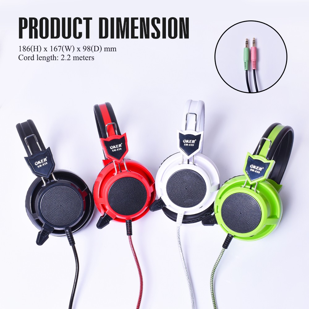 หูฟังเกมมิ่ง STEREO GAMING HEADPHONE SM-839 OKER ของแท้ 100% (okerhome) คุณภาพเสียงระดับสเตอริโอ ...
