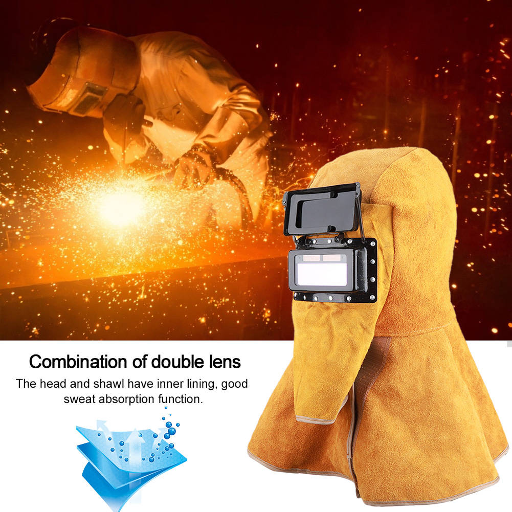 Cowhide Welding Helmet เครื่องเชื่อมฉนวนกันความร้อนป้องกันการกระเด็นการ ...