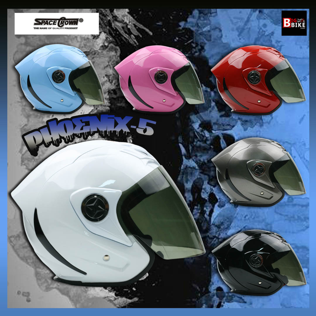 หมวกกันน็อคเต็มใบเปิดหน้า SPACE CROWN Open Face รุ่น PHOENIX-D มีแว่น 2 ...