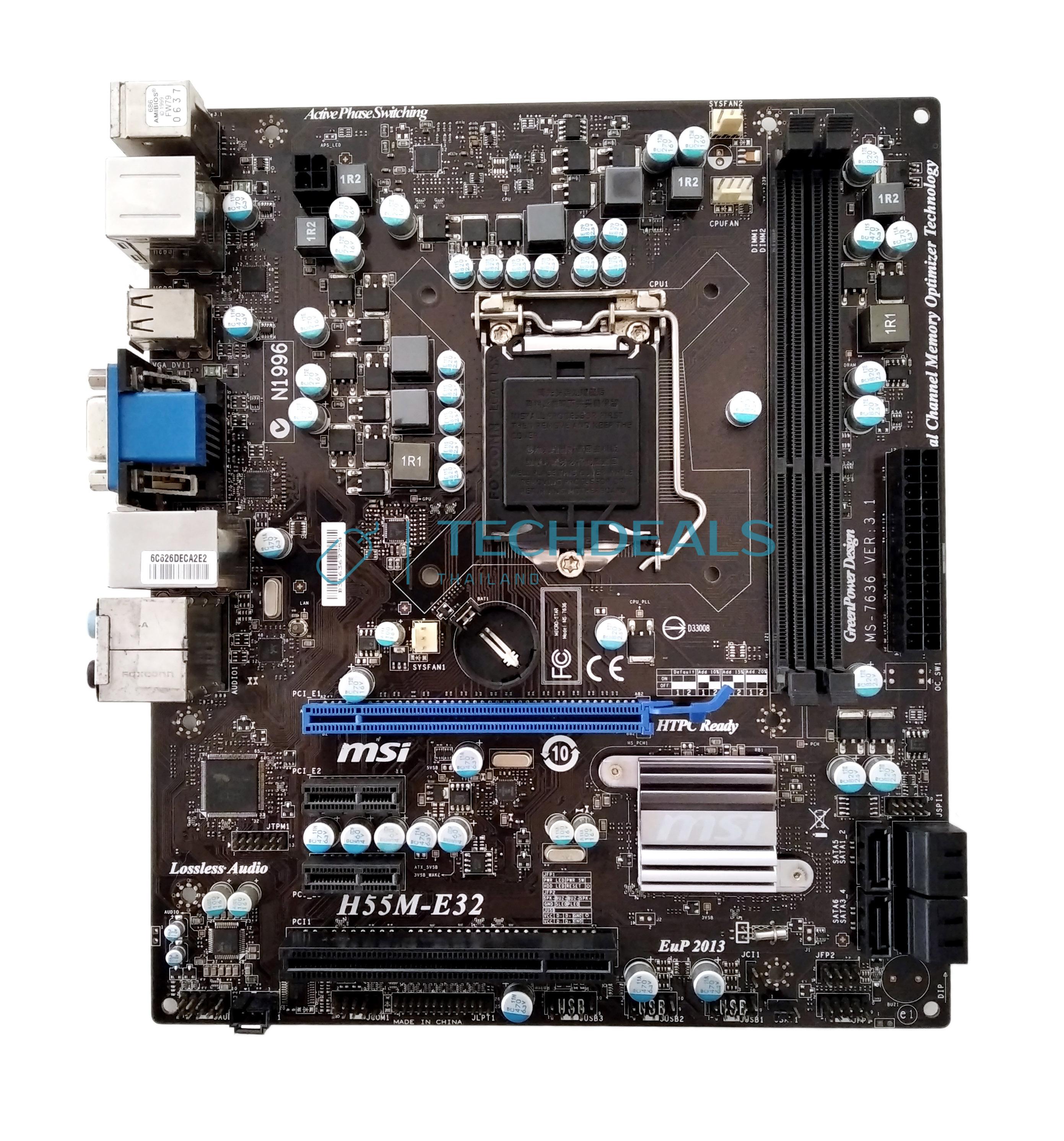 Mainboard Motherboards (เมนบอร์ด) Intel LGA 1156 Chipset H55 MSI H55M ...