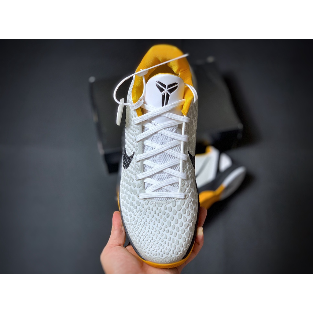 Original Kobeesˉ 6 Pro tro White Delˉ Solˉ Black White And Yellow Mens ...
