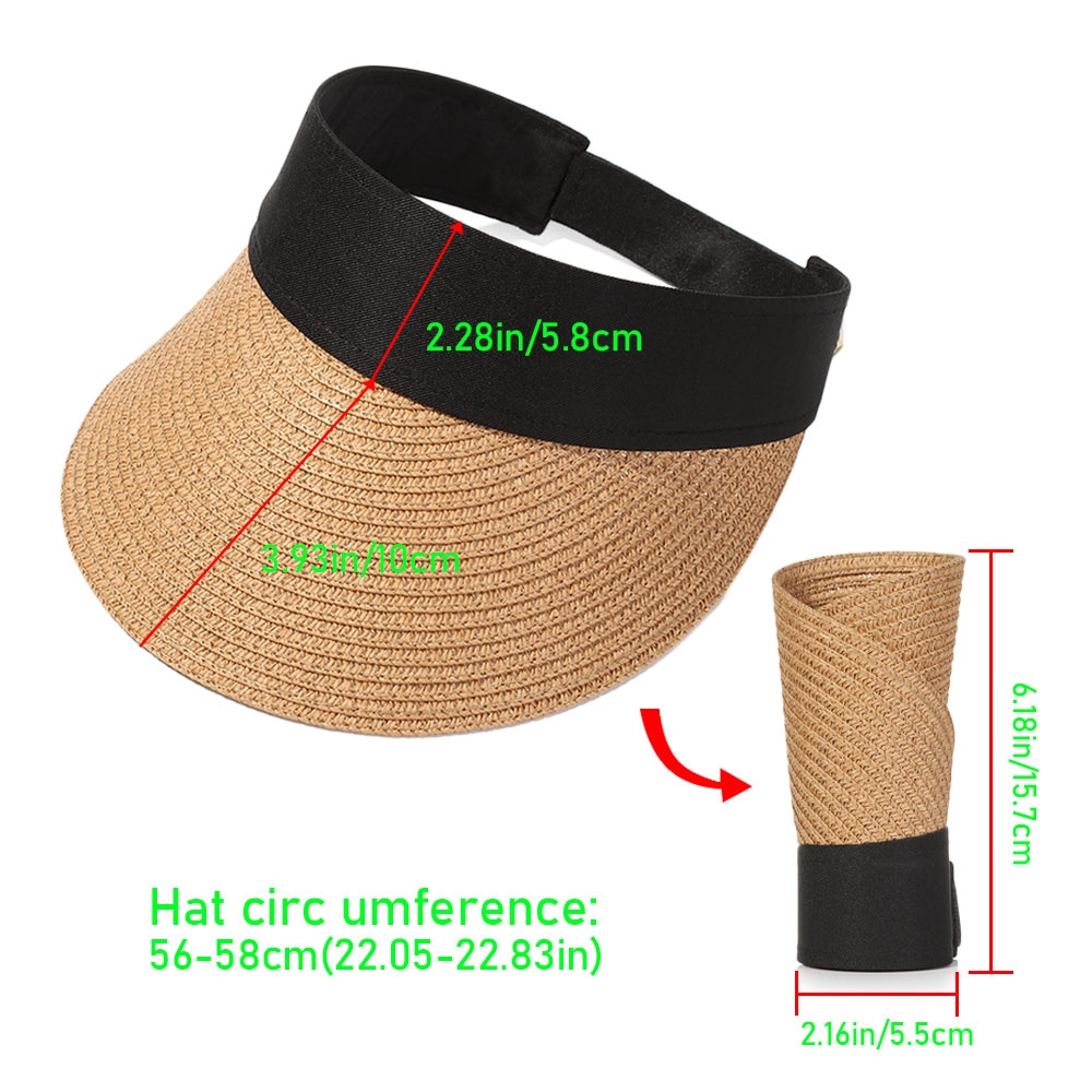Summer Empty Top Suncap Portable Foldable Magic Tape Roll-up Beach Hat ...