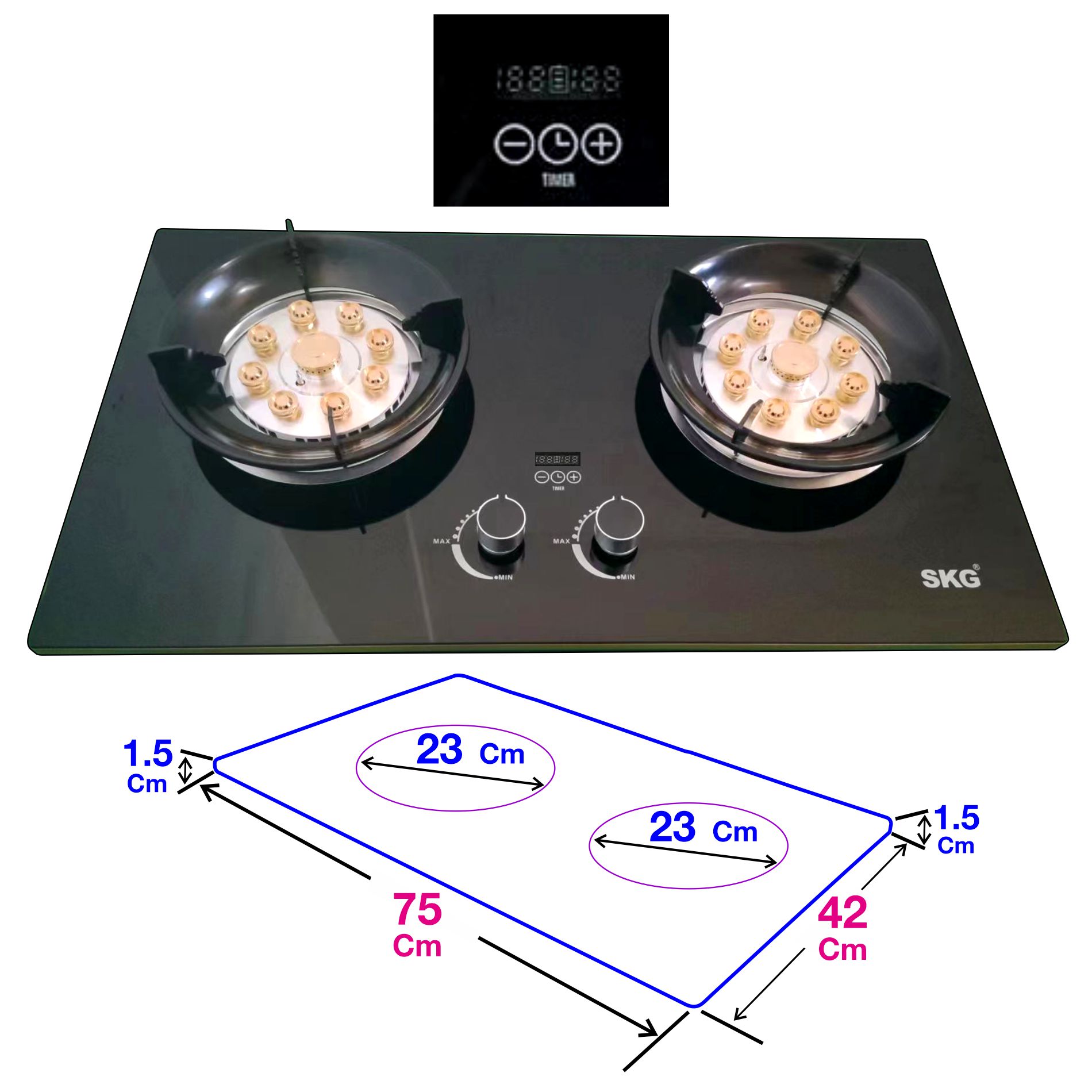 SKG เตาแก๊ส หัวฟู่ 8หัวเล็ก 2หัว ตั้งเวลาปิดได้ รุ่น SK-808 (สีดำ) - SKG_Shopping_Thailand ...