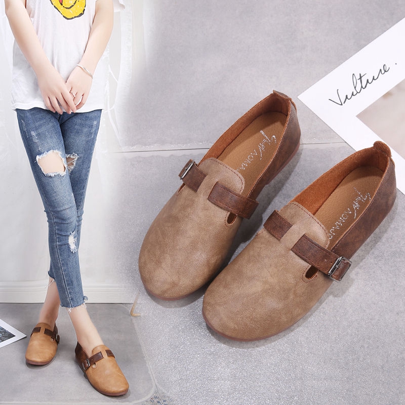 Plus Size 35-41 lat Retro Leather Shoes Loafer - sengnubhd - ThaiPick