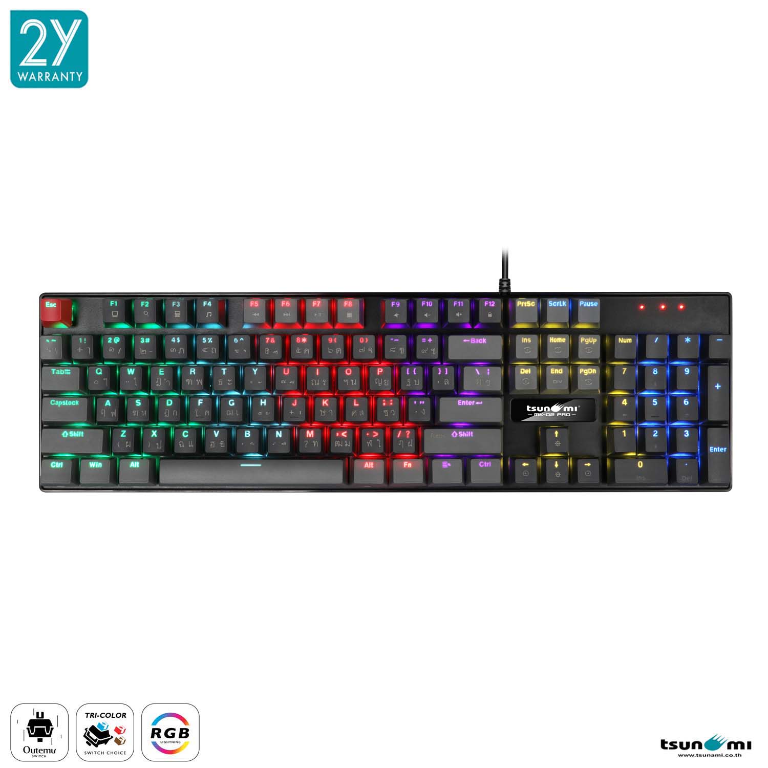 Tsunami MK-02 Ver 2022 Pro Mechanical Gaming Keyboard RGB คีบอร์ดแมคคาน ...