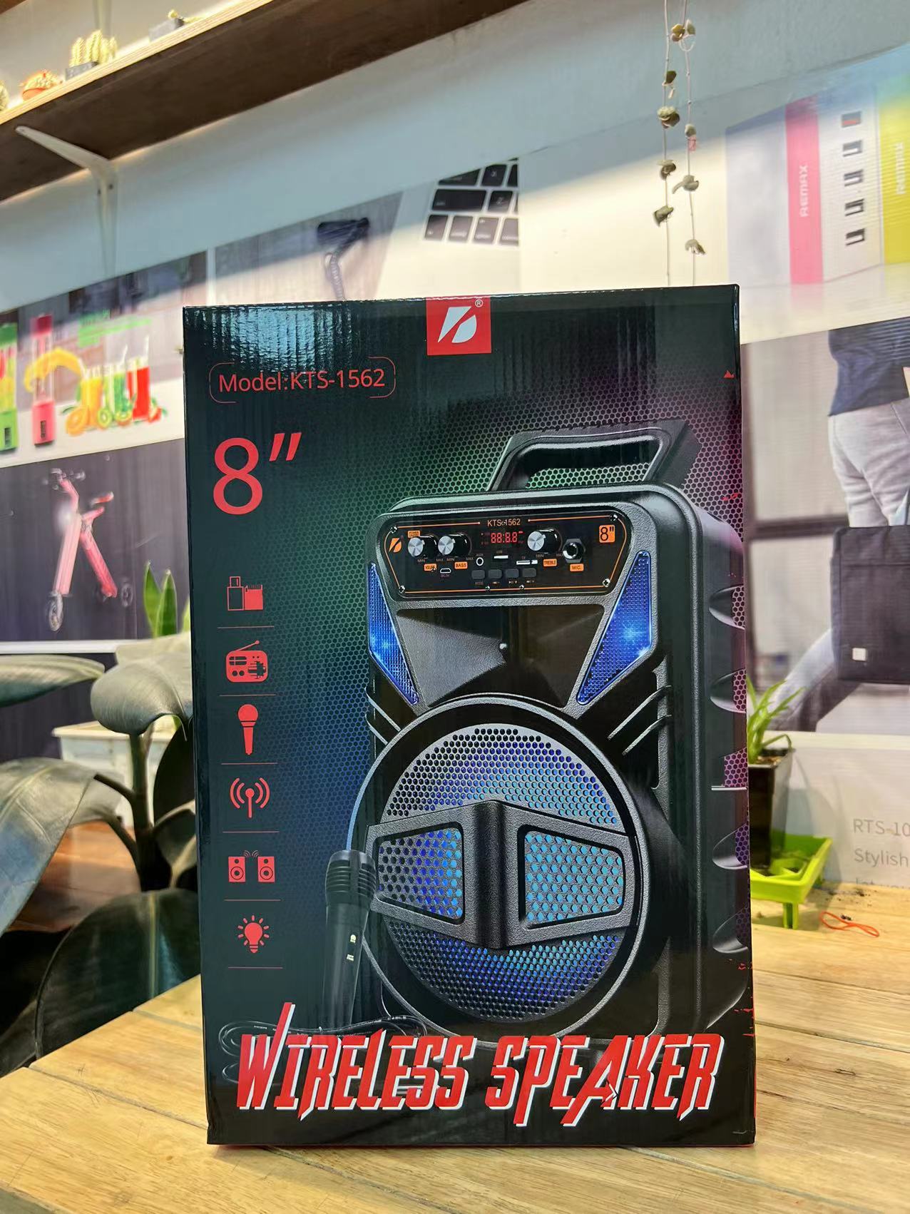 ลำโพงบลูทูธ KTS-1562 ดอก8นิ้ว แถมไมค์สาย ปรับเบสได้ รองรับAUX/USB/TF เก็บปลายทางได้ - OK888SHOP ...
