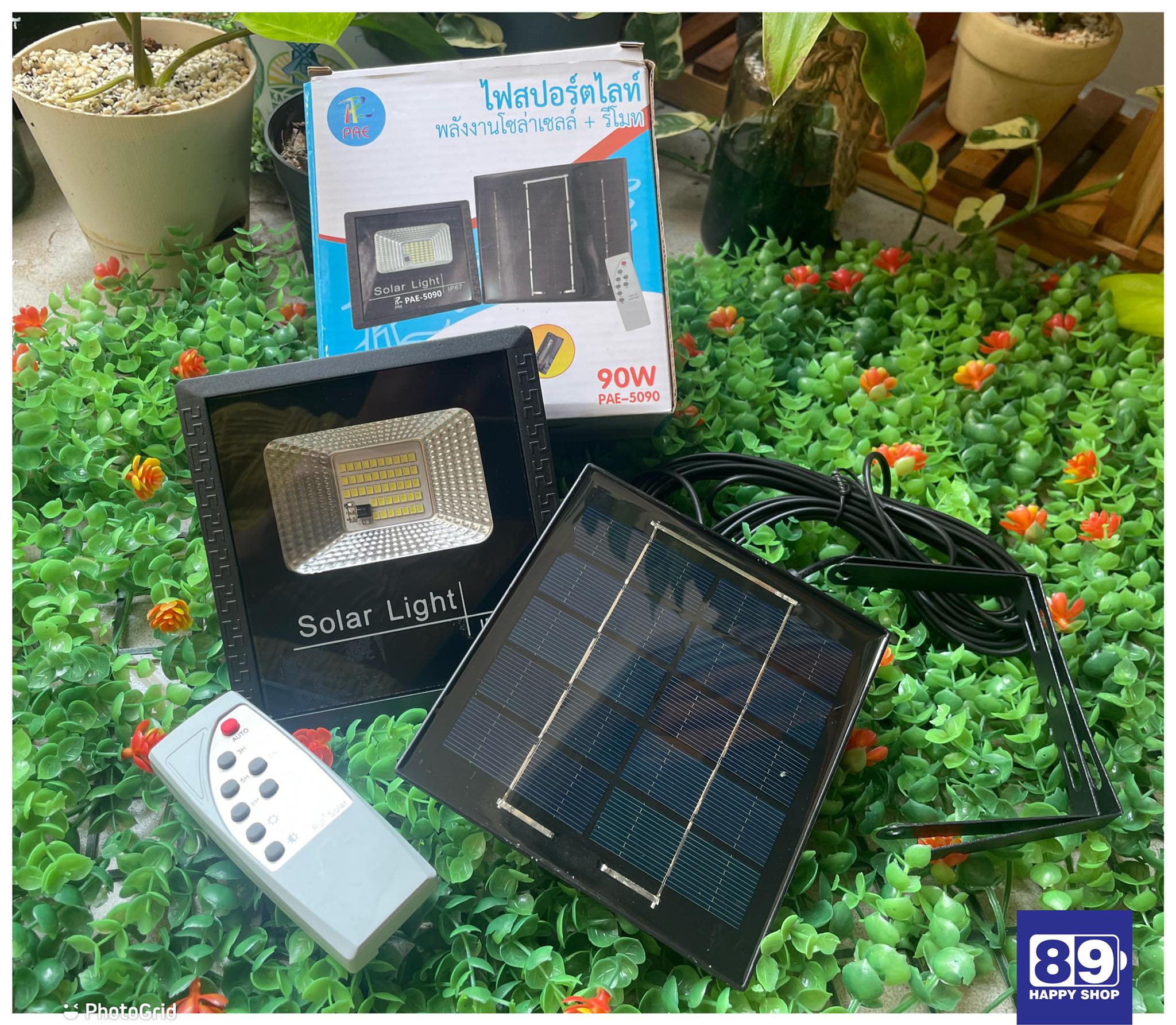 ไฟโซล่าเซลล์ solar cell 90w 170w Solar light แบบLED แสงสีขาว โคมไฟติดผนัง โคมไฟถนน ไฟสปอร์ตไลท์ ...