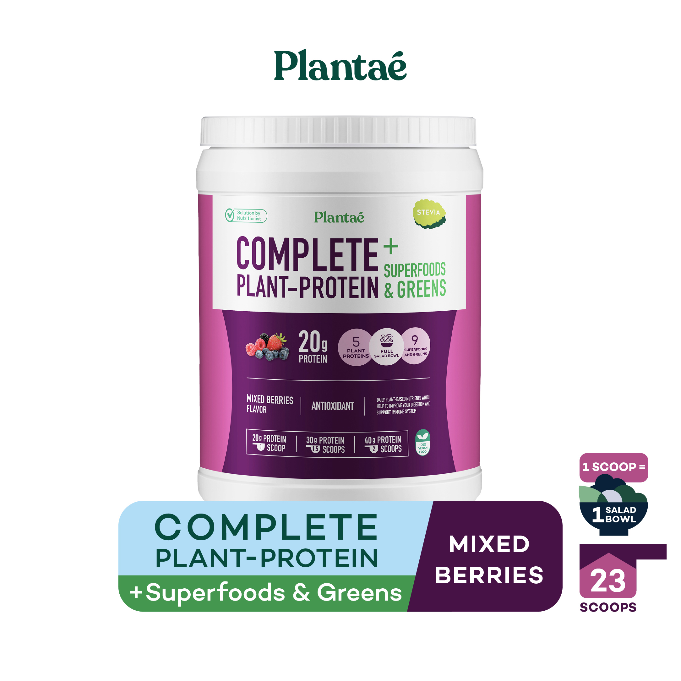[ส่งฟรี] No.1 Plantae Complete Plant Protein รส Mixed Berries 1 กระปุก ...