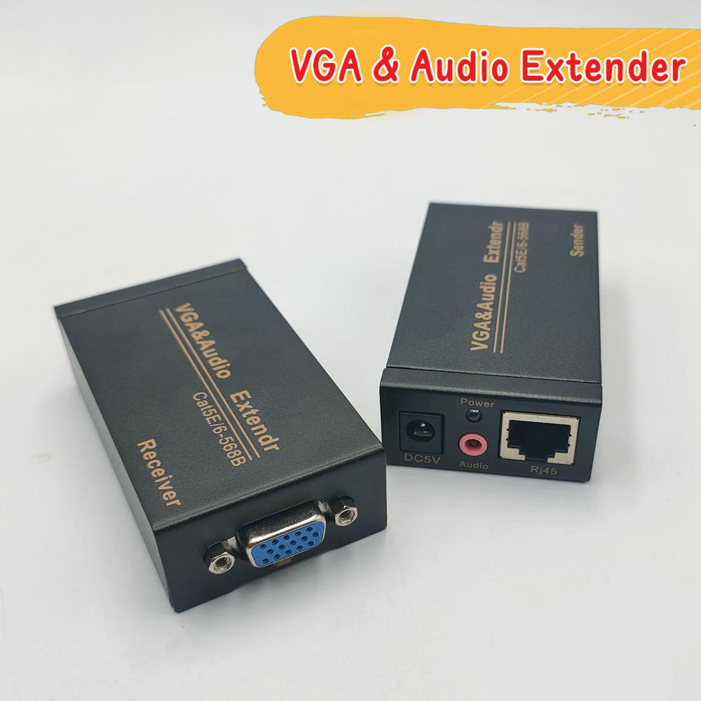 LAN to VGA Extender 100 เมตร (ครบเซท ตัวรับ-ส่งสัญญาณ) แปลงสัญญาณ VGA ...