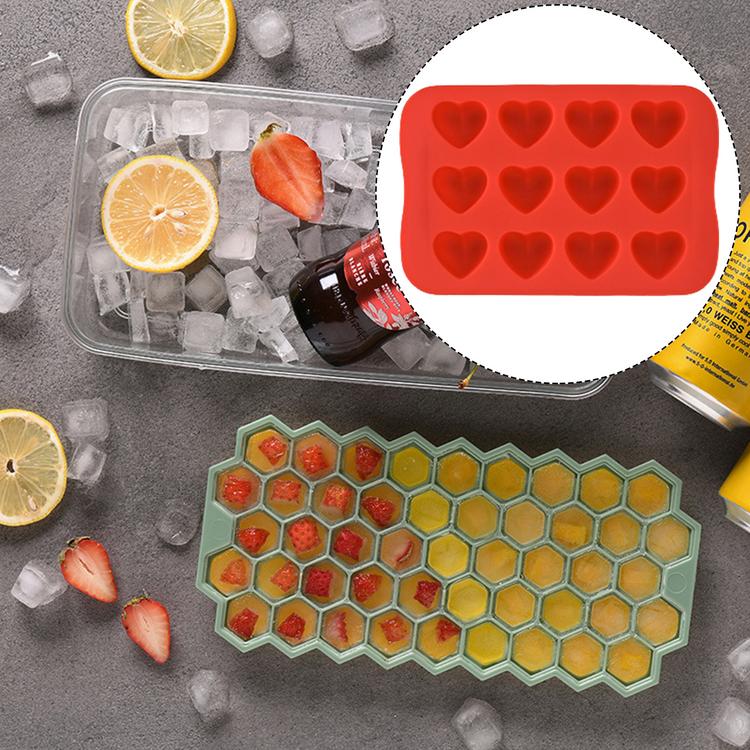 Ice Cube Tray Easy-Release Silicone Ice Cube Tray with Heart Square ...