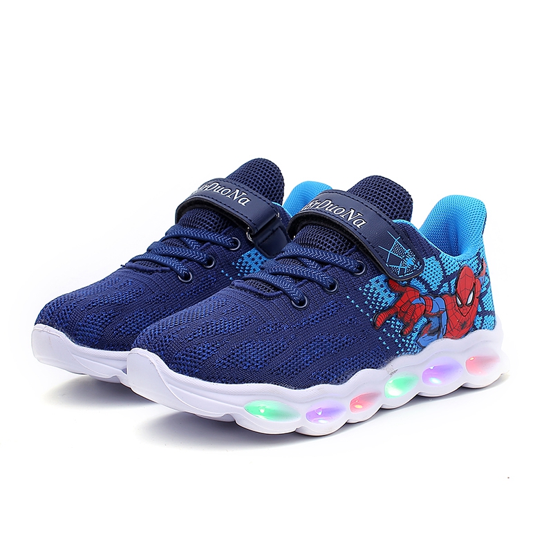 SAGYRITE Spider man Children Sport Shoes LED Light Shoes Kids Sneakers ...